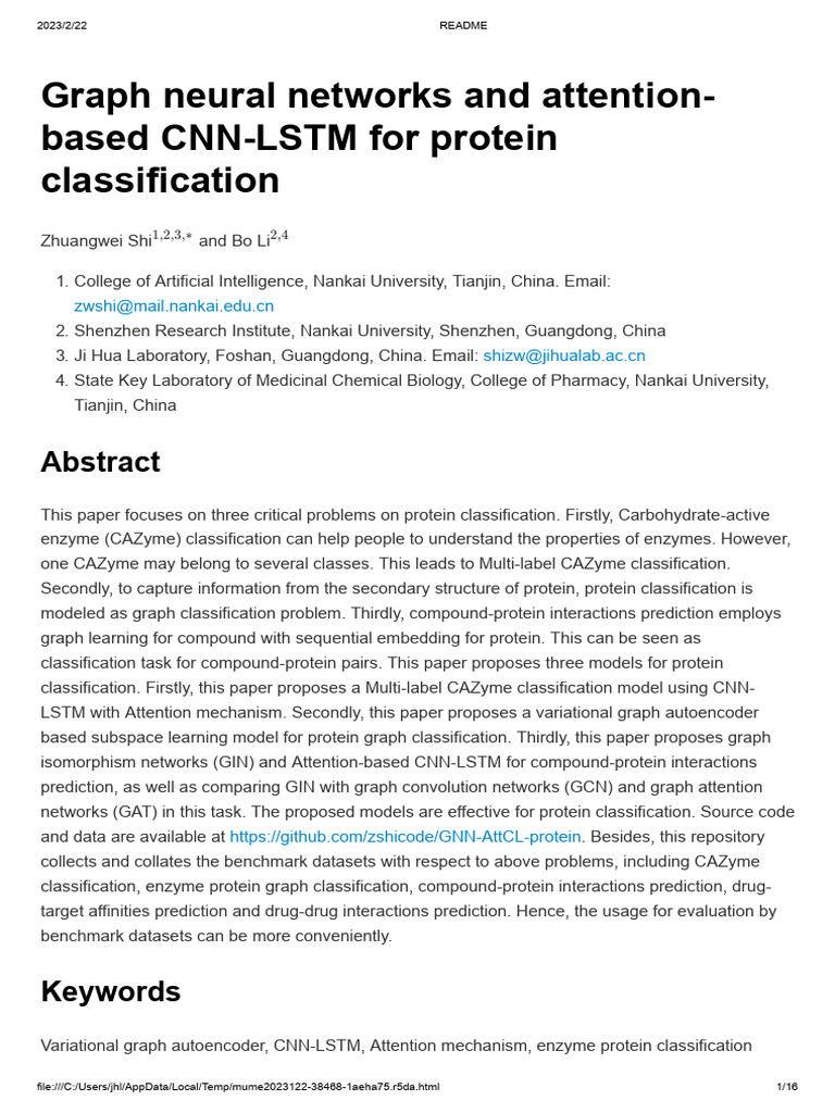 Graph Neural Networks and Attention-Based CNN-LSTM For Protein ...