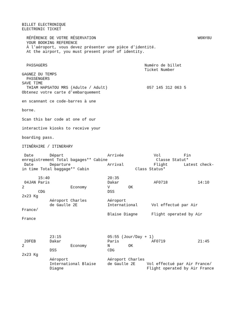 Billet Electronique PDF | PDF