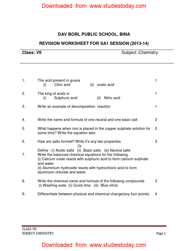 CBSE Class 7 Science - Chemistry | PDF