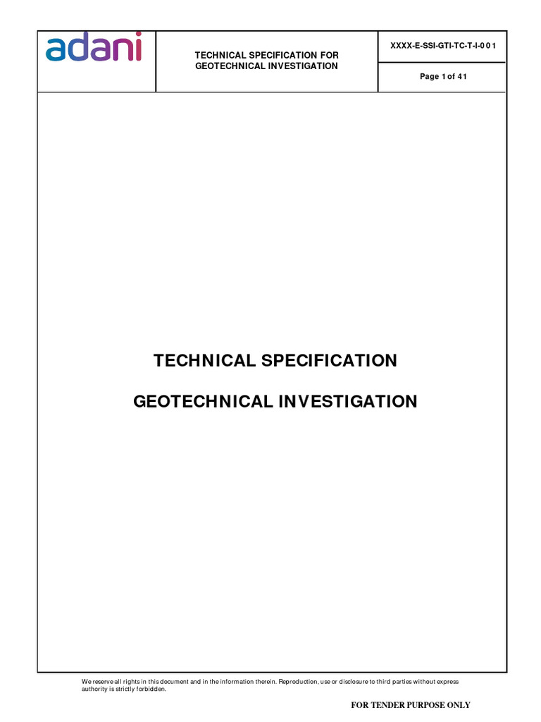 Technical Specifications of Geotechnical Investigation | PDF