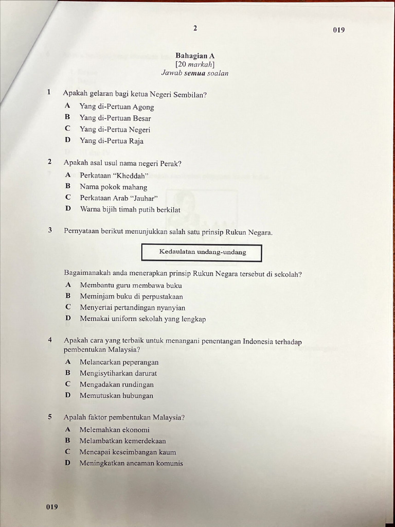 Contoh UASA Sej T6 2023 - 24 | PDF