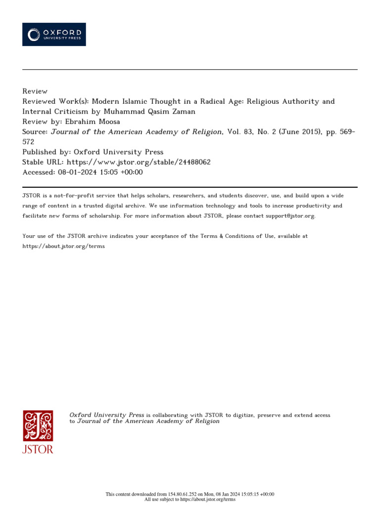 Moosa JournalAmericanAcademy 2015 | PDF | Ulama