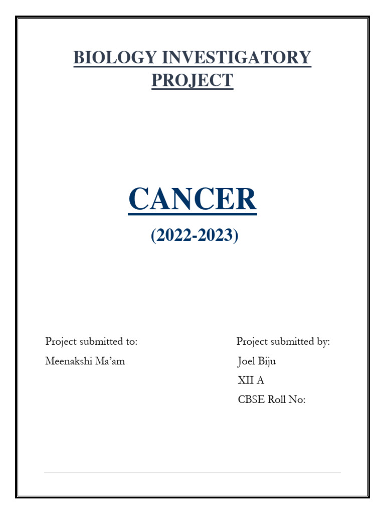 Cancer Biology Project 2022-2023 | PDF | Cancer | Metastasis