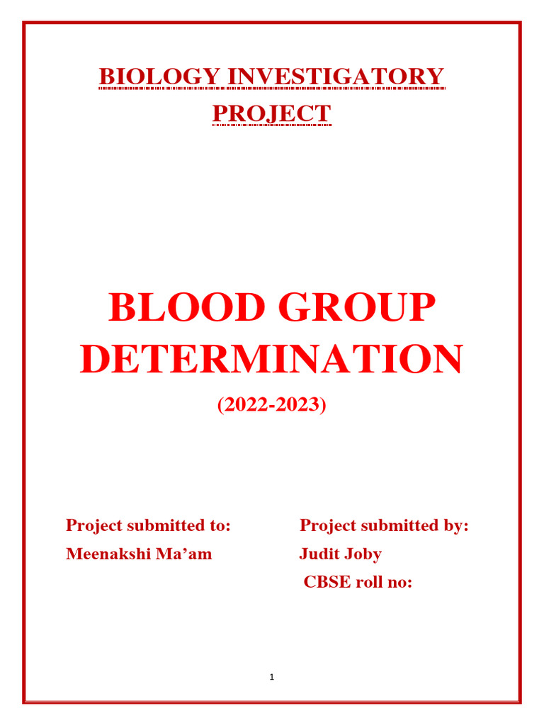 Biology Investigatory Blood Group | PDF | Blood Type | Pathology