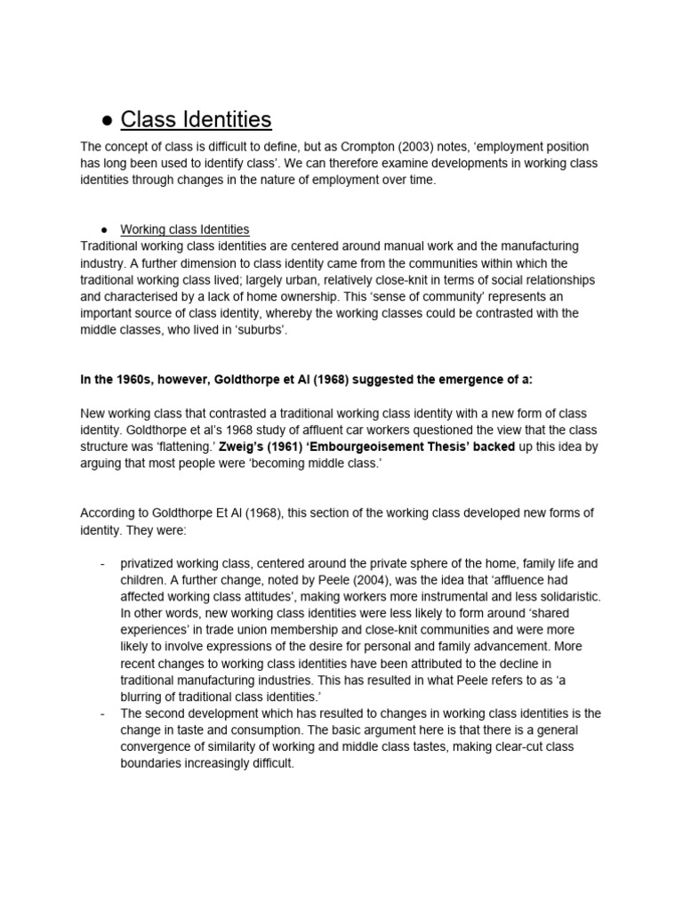 Class Identities | PDF | Working Class | Privacy