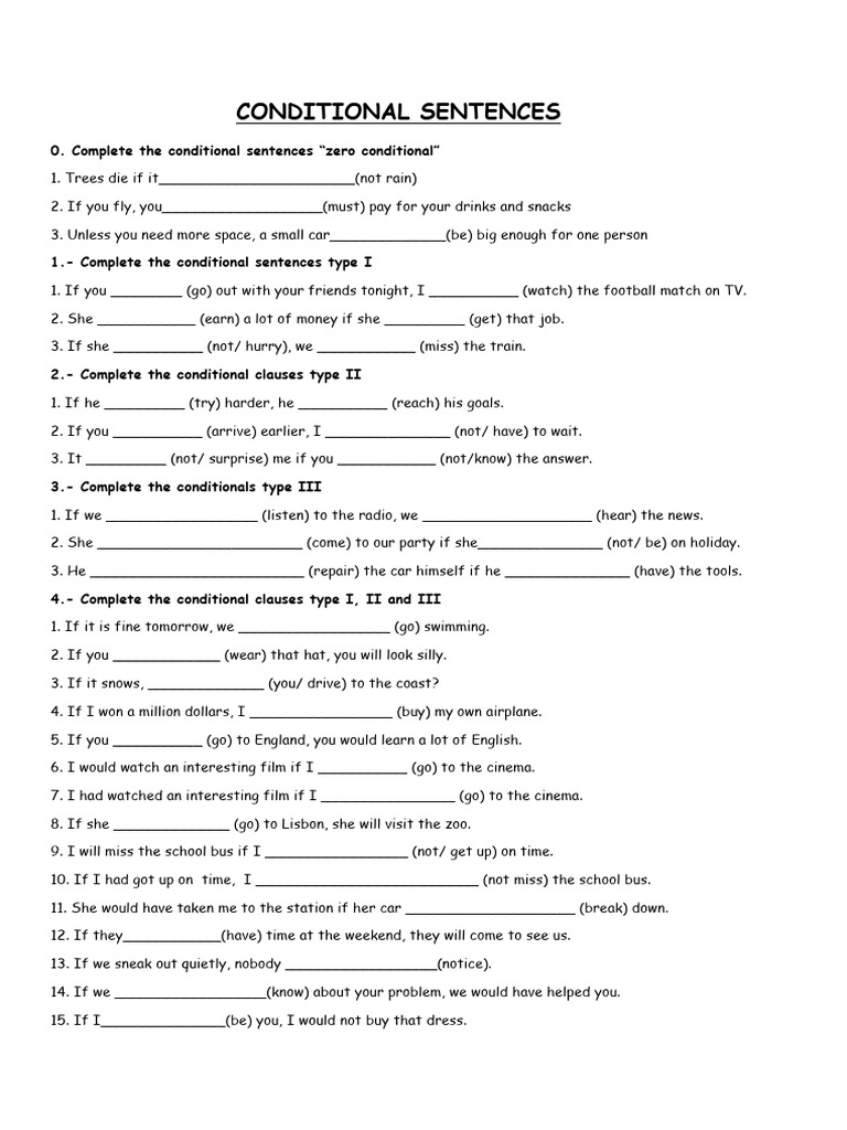 Conditional Sentences Practice Exercises | PDF | Language Arts & Discipline