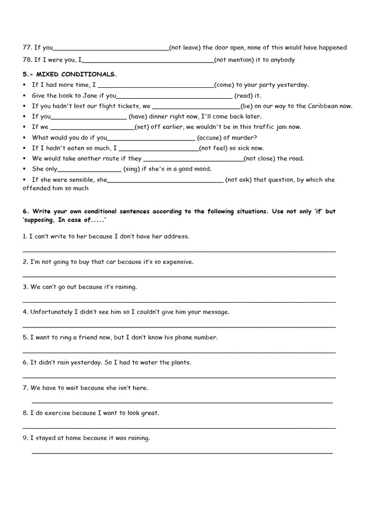 CONDITIONAL SENTENCES PRACTICE part II | PDF