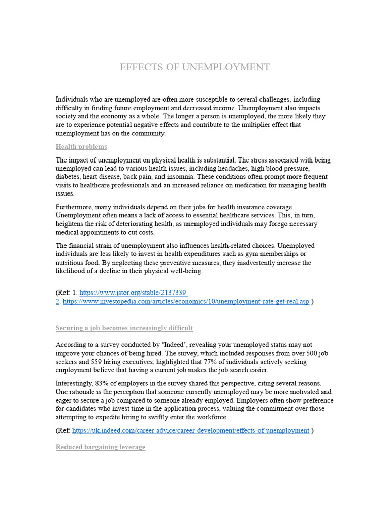 Unemployment effects and remedies | PDF