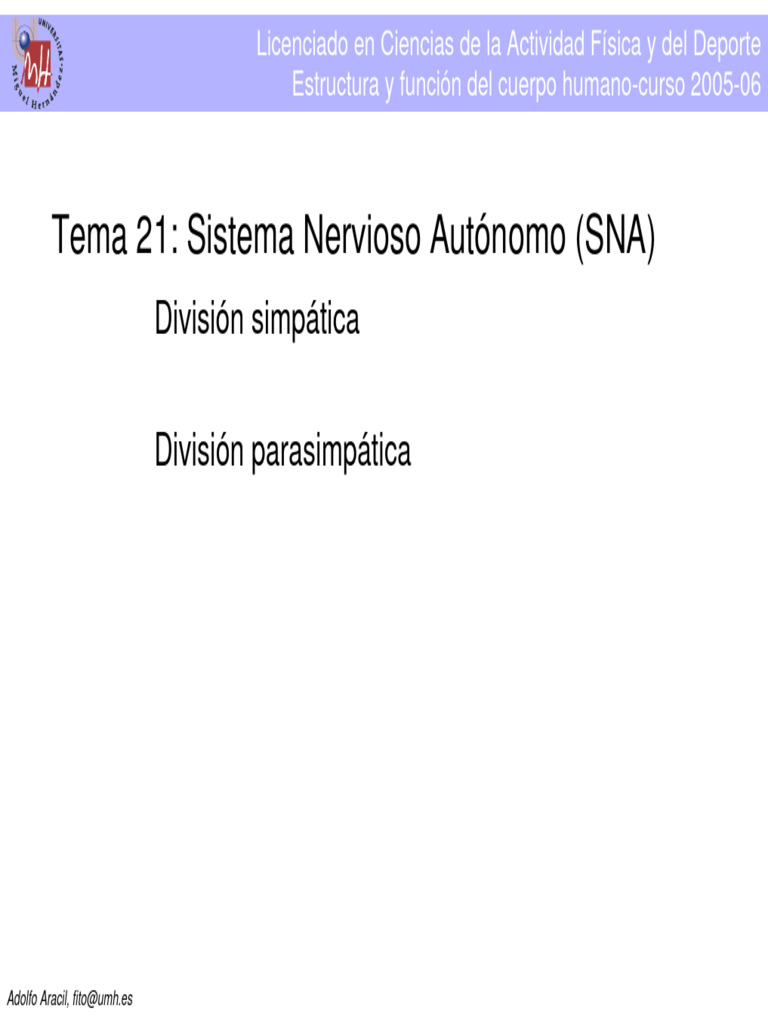 Sistema Nervioso Autónomo (SNA) | PDF