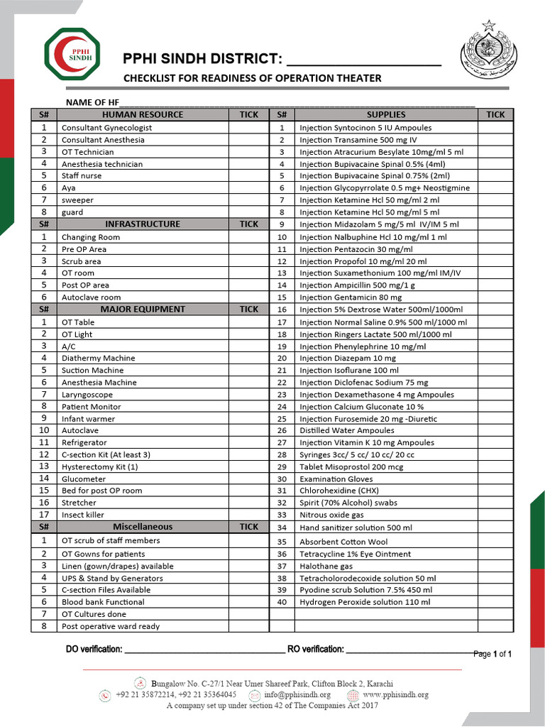 Checklist For OT Readiness | PDF