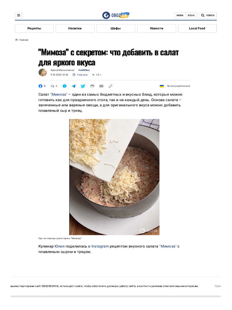 Mimosa With A Secret - A Recipe For An Original and Delicious Salad - FoodOboz | PDF