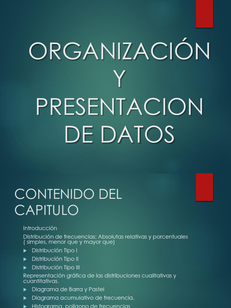 Tema II Organizacion y Presentacion de Datos | PDF | Métodos y materiales de enseñanza