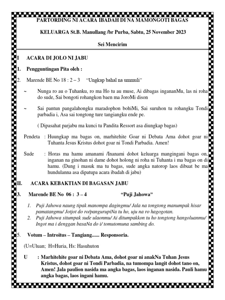 Acara Ibadah Mamongoti Bagas | PDF | Kajian Bahasa Asing