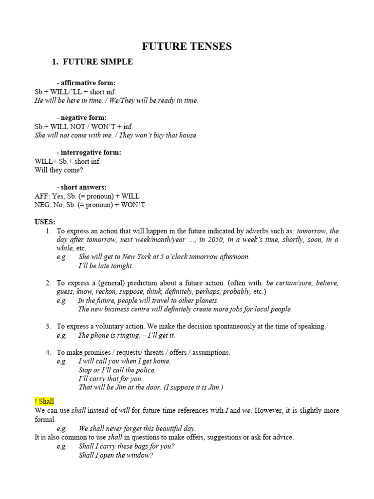 Future Tenses | PDF | Grammatical Tense | Linguistic Morphology