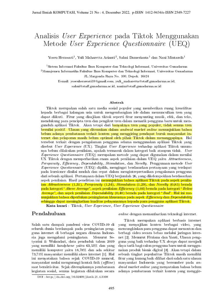 Analisis User Experience Pada Tiktok Menggunakan Metode User Experience ...
