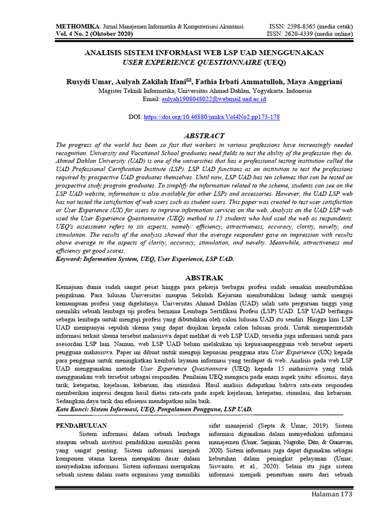 Artikel 13 173 178 Analisis Sistem Informasi Web LSP Uad Menggunakan ...