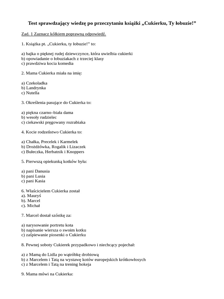 Test Cukierku, Ty Łobuzie | PDF