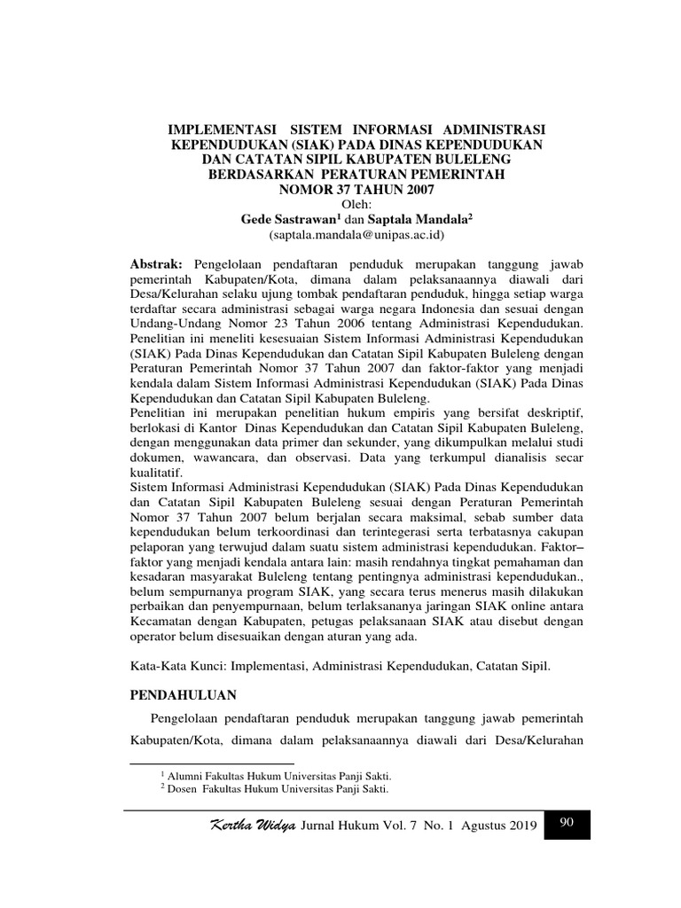Kertha Widya: Alumni Fakultas Hukum Universitas Panji Sakti. Dosen Fakultas Hukum Universitas ...