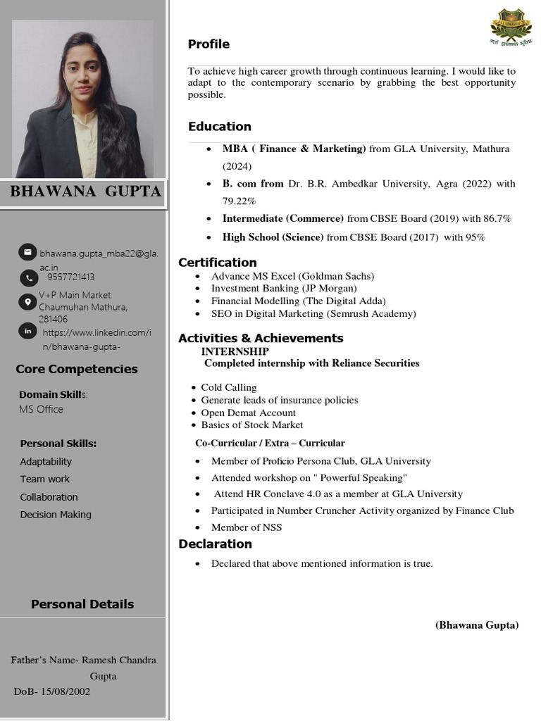 Bhawana Gupta Fin Resume (1) - 1 | PDF