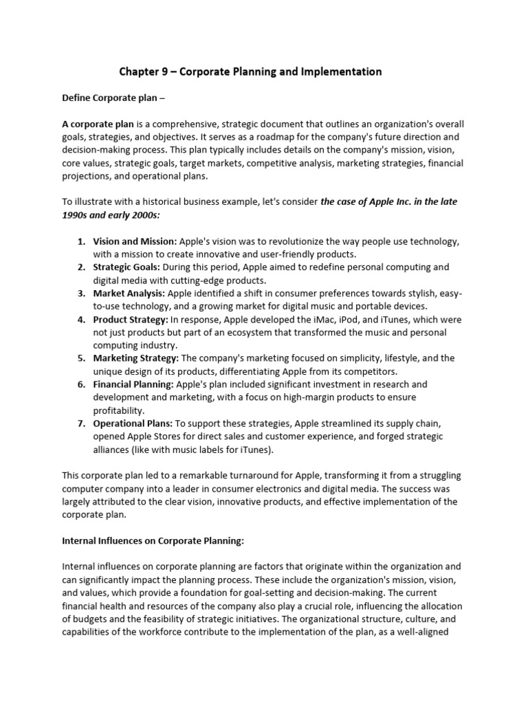 Chapter 9 - Corporate Planning | PDF