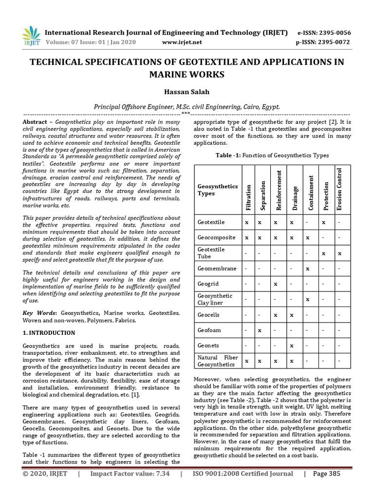 Geotextile Specifications for Marine Works | PDF | Fibers | Building ...