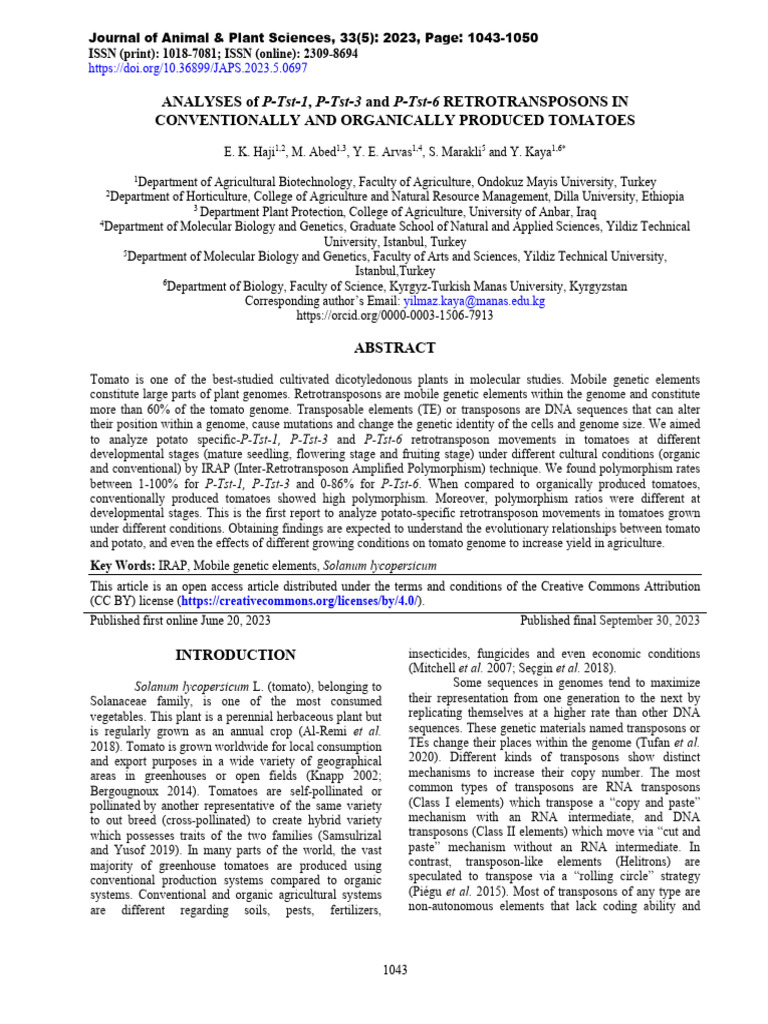 ANALYSES of P-Tst-1, P-Tst-3 and P-Tst-6 RETROTRANSPOSONS IN ...