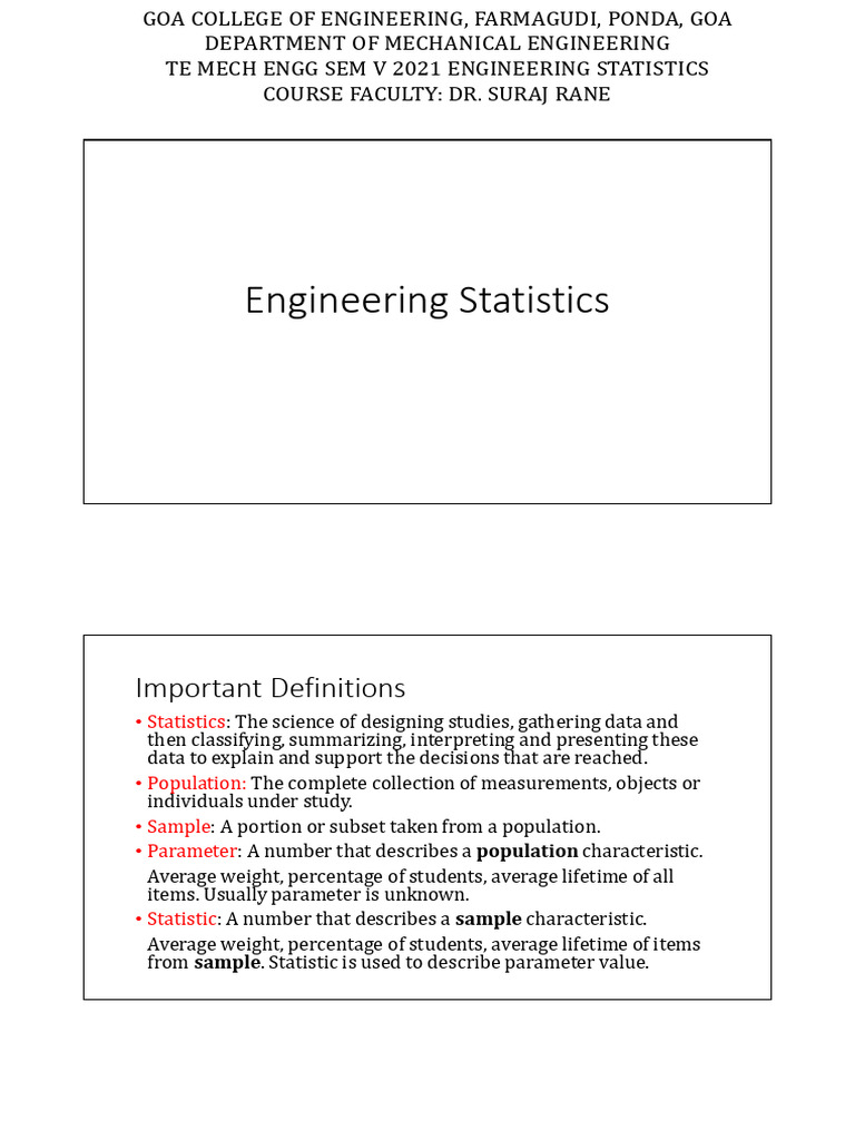 Statistics Preliminaries | PDF