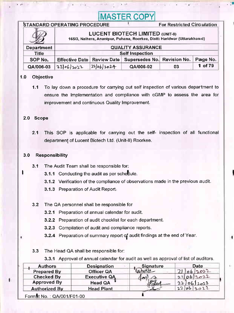 Self inspection | PDF