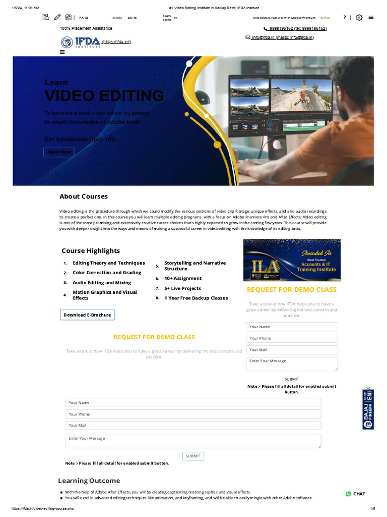 #1 Video Editing Institute in Kalkaji Delhi - IfDA Institute | PDF | 3 D Computer Graphics | Editing