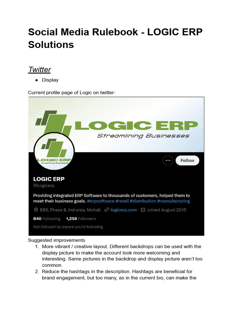 Social Media Rulebook - LOGIC ERP Solutions | PDF | Hashtag | Social Media