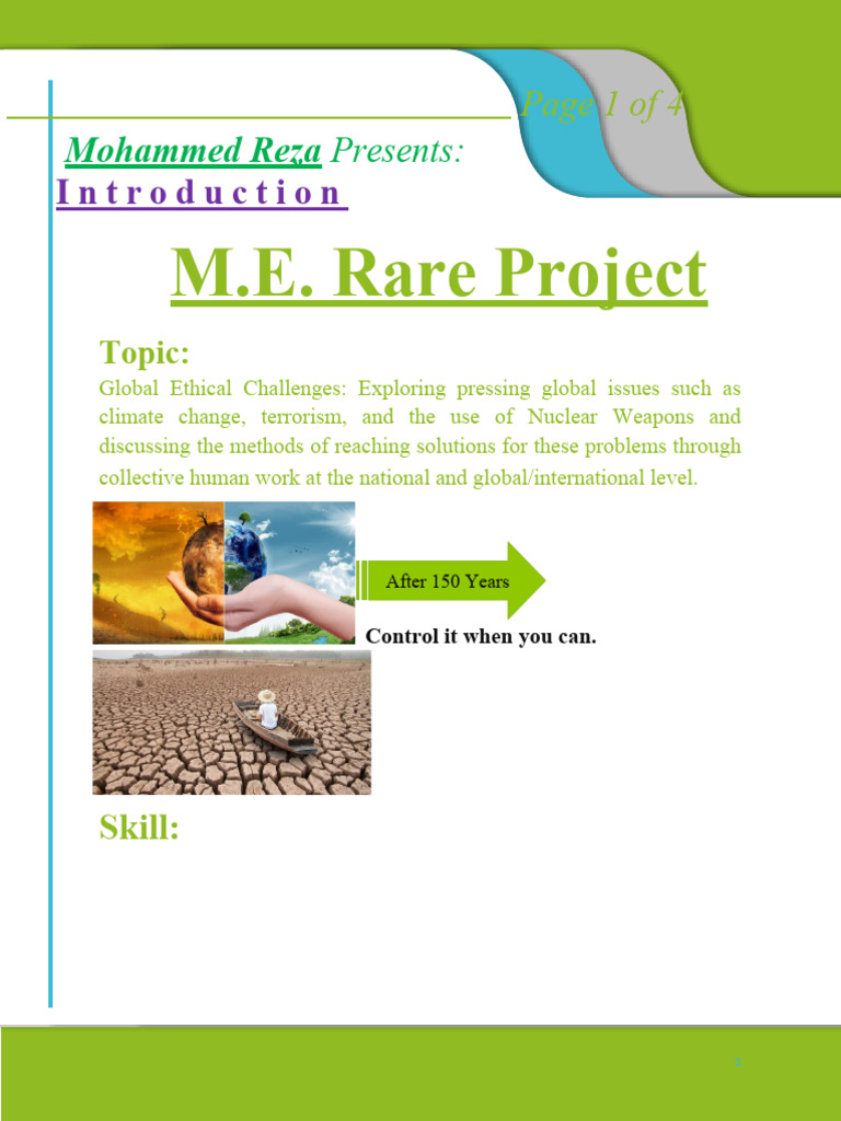 M.E. Rare Project Grade 10. | PDF | Climate Change | Environment