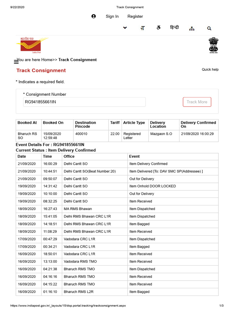 Reg Post Delivery | PDF