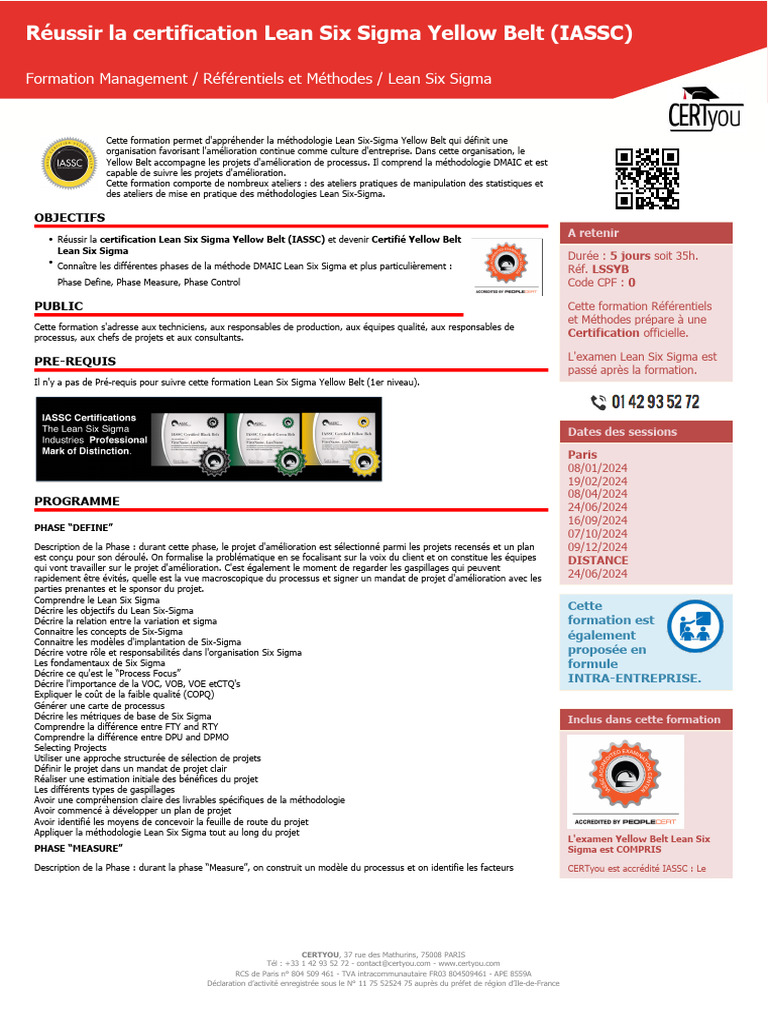 Lssyb Formation Lean Six Sigma Yellow Belt Iassc | PDF