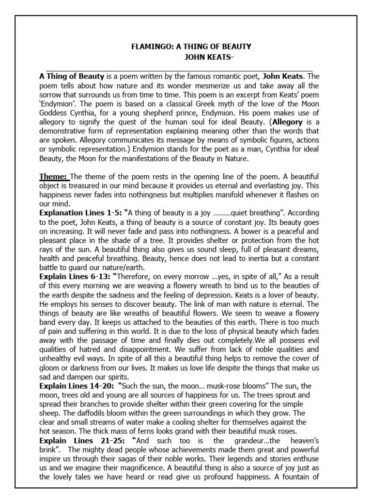 A THING OF BEAUTY - Handout 1 | PDF