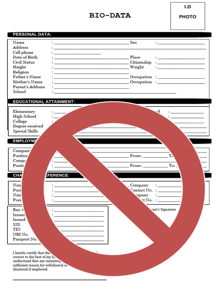 Bio Data Form | PDF | Government And Personhood