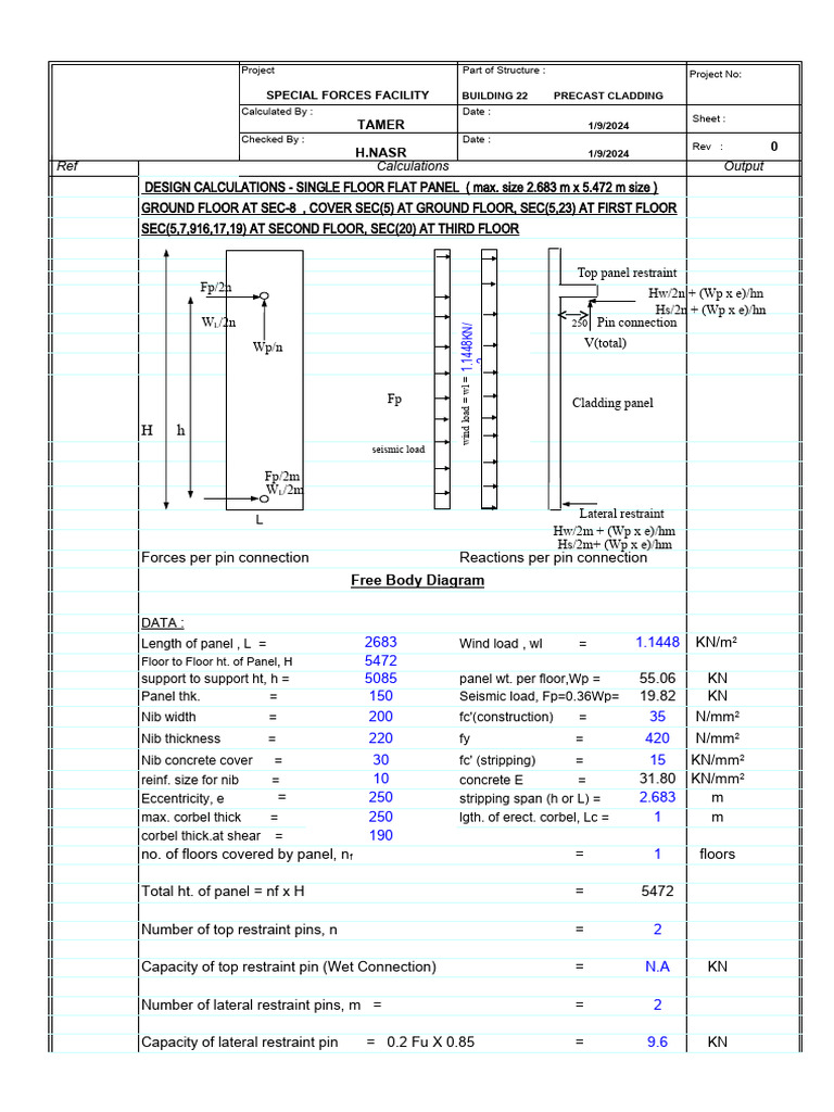Precast Cladding Design Calculations | PDF | Mechanical Engineering | Mechanics