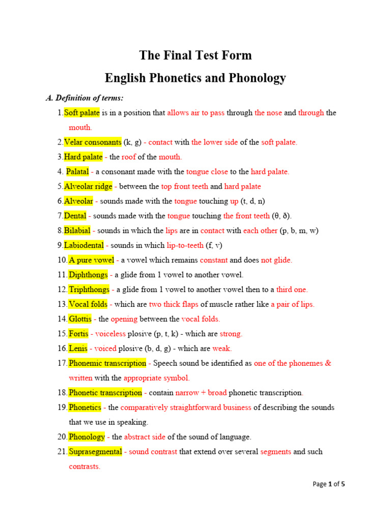 Phonetics The Final Exam | PDF | Phonetics | Syllable