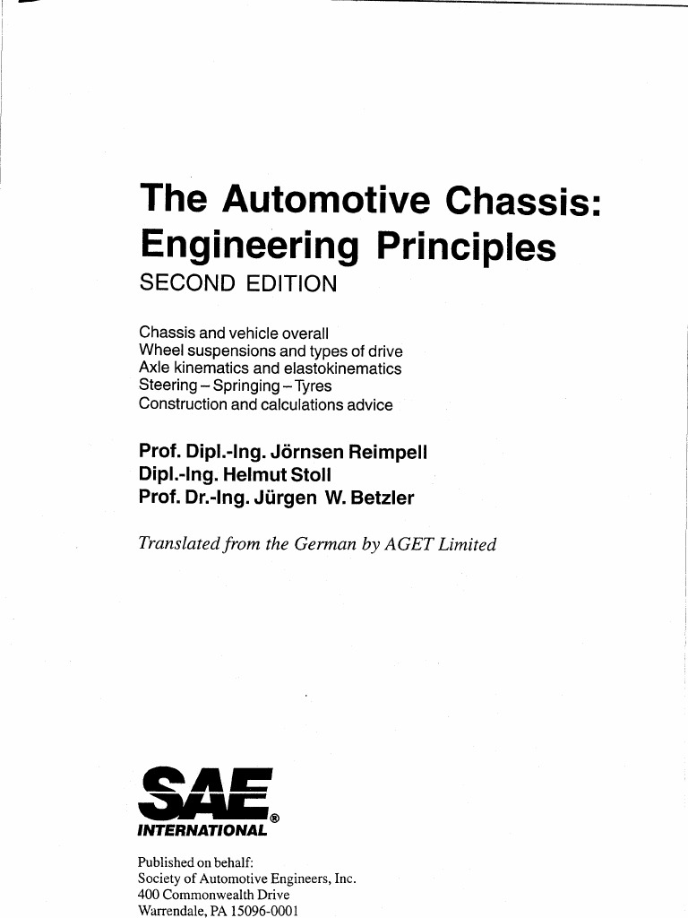 Mechanical Engineering SAE The Automotive Chassis | PDF | Motor Vehicle ...