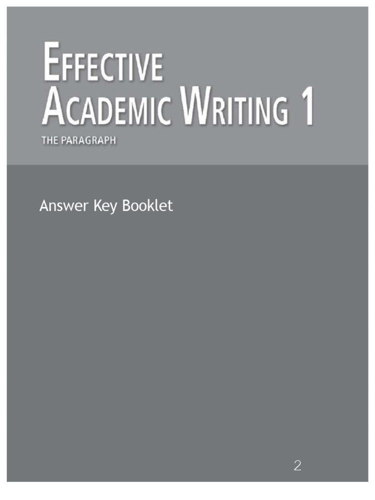 Effective Academic Writing 1 Answer Keypdf | PDF