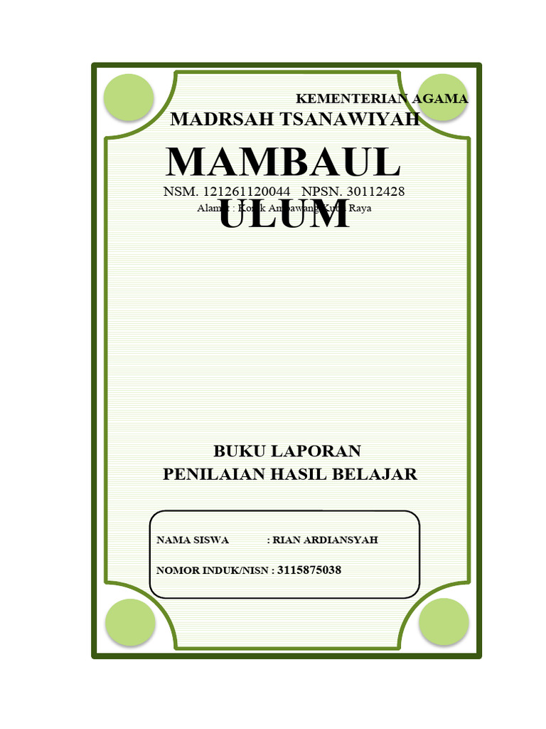 Sampul Rapot Mts | PDF