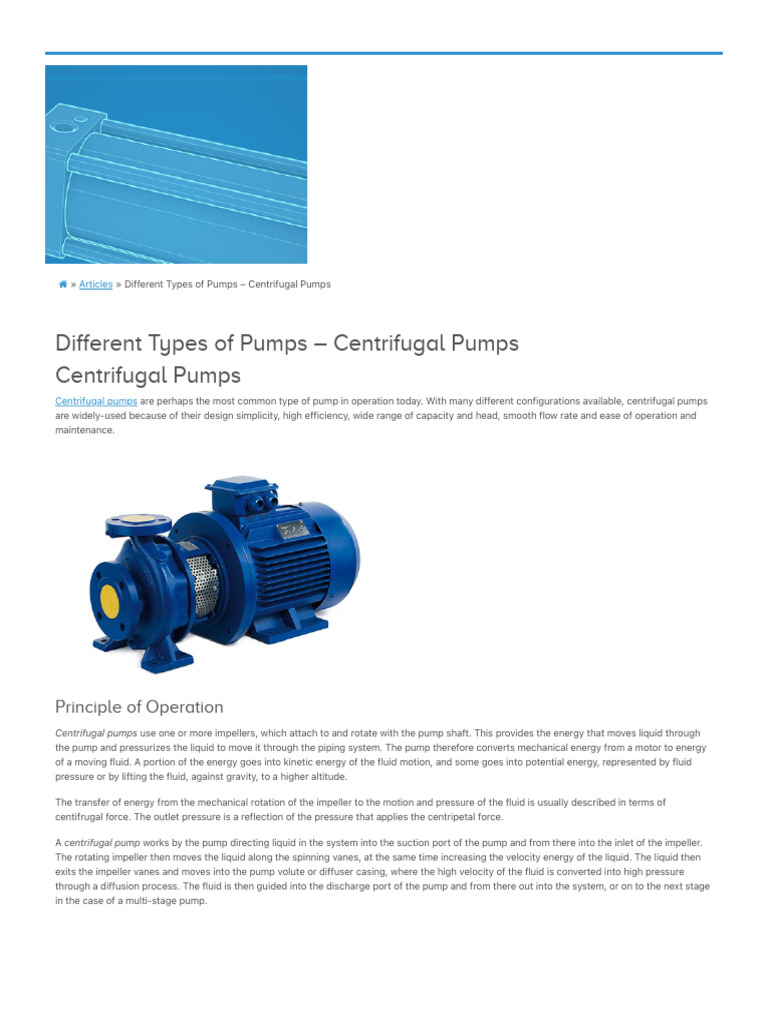 Different Types of Pumps - Centrifugal Pumps - Process Industry Forum | PDF | Pump | Gas ...