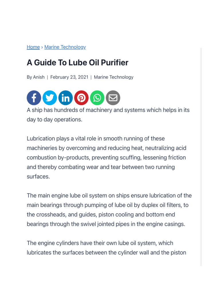 Lube Oil Purifier Operation Guide | PDF | Lubricant | Water Purification