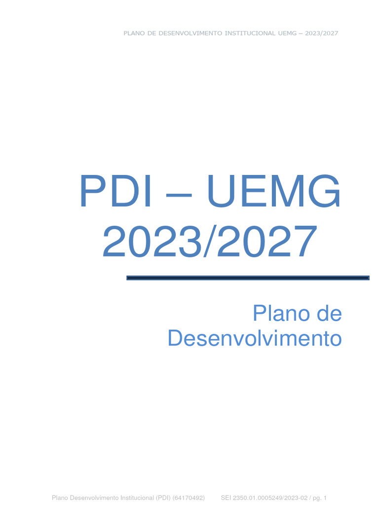 PDI UEMG 2023-2027: Diretrizes e Estrutura | PDF