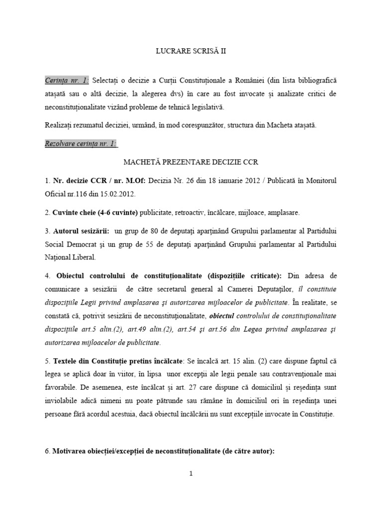 Lucrare Scrisa 2 | PDF