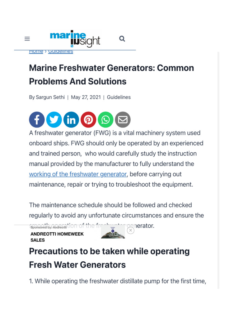Marine Freshwater Generators - Common Problems and Solutions | PDF ...