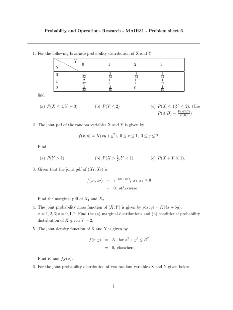 Problem Sheet 6 | PDF | Measure Theory | Statistics Problem Sheet 6 | PDF | Measure Theory | Statistics