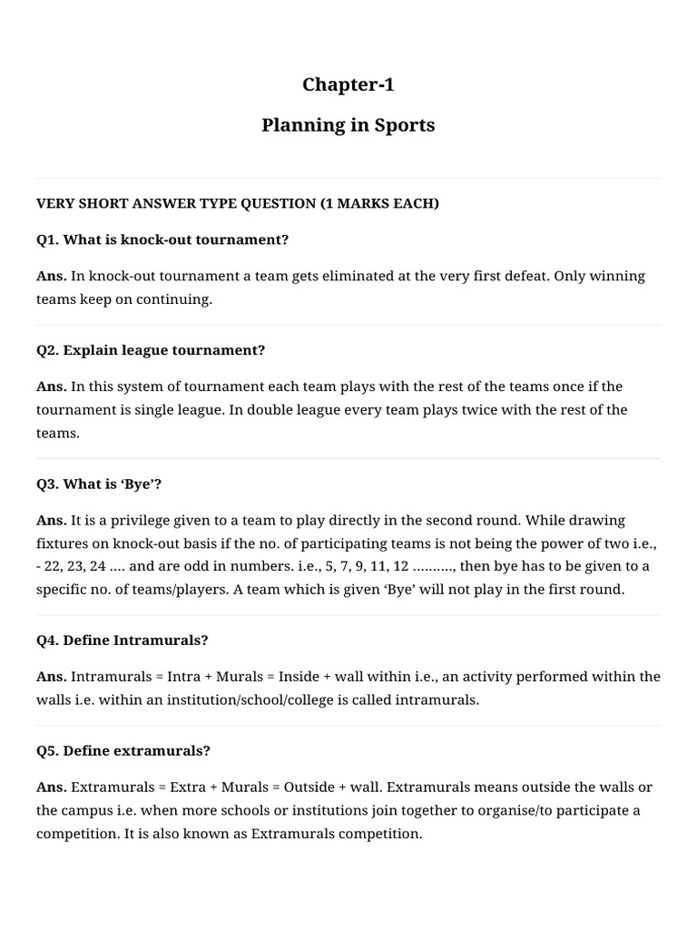 Chapter-1 Planning in Sports | PDF | Career & Growth