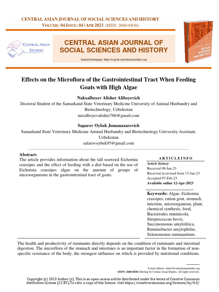 Effects On The Microflora of The Gastrointestinal Tract When Feeding ...