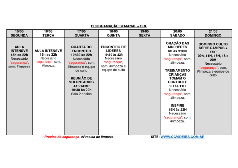 Programação Sul | PDF