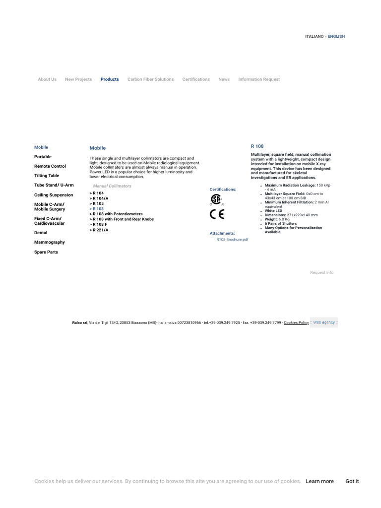 Ralco - Mobile Collimators - Manual Collimators - R 108 - . | PDF ...